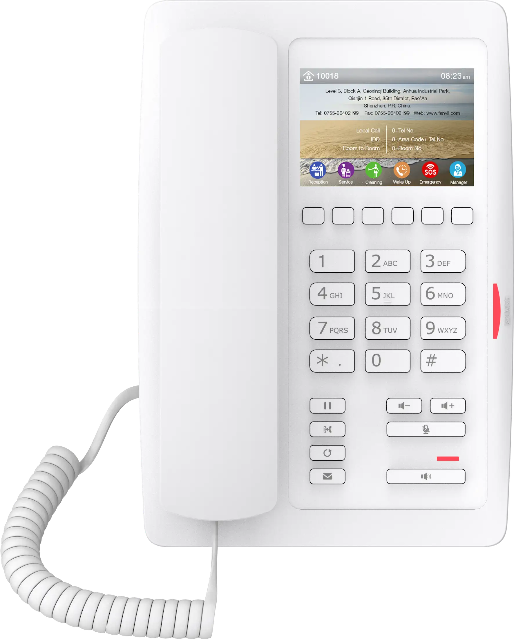 Fanvil H5 Hotel IP Phone White | 3.5" Color Screen, PoE, 6 DSS Keys ...